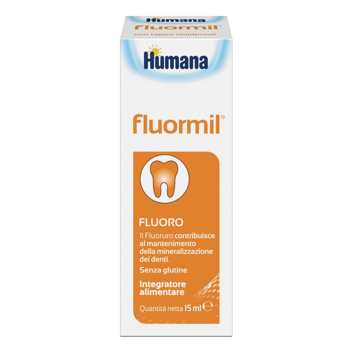 Fluormil Humana 15 ml collutorio pediatrico fluoro bambini carie denti ...