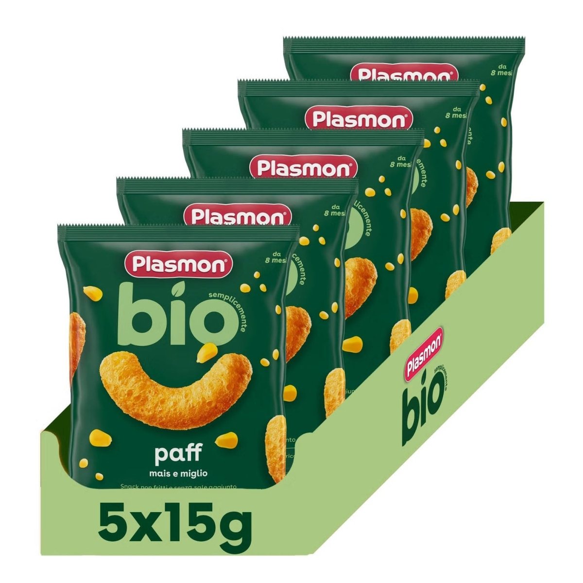 Plasmon Paff organic corn-millet 15g gluten-free organic snack for ...