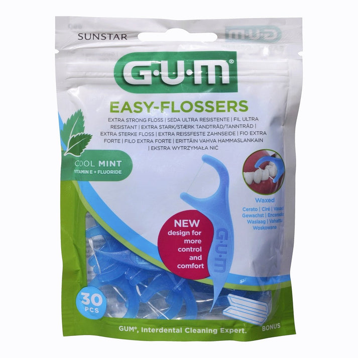GUM Easy Flossers – 30 pièces, porte-fil dentaire ciré (fil ...